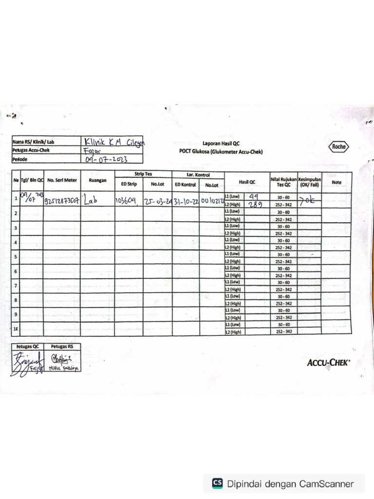 Laporan Hasil QC (KKMC) - Alat Gds Accu | PDF