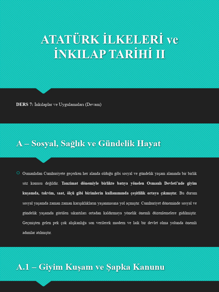 Ataturk Ilkeleri Ve Inkilap Tarihi II - Ders 7 | PDF