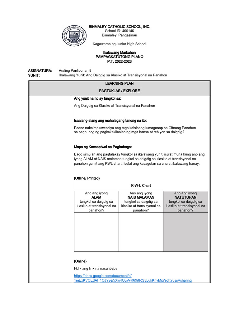 Q2 Learning Plan Ap8 | PDF