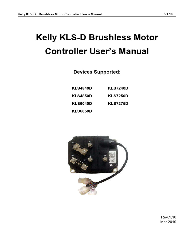 Kelly KLS-D Brushless Motor Controller User's Manual: Devices Supported ...