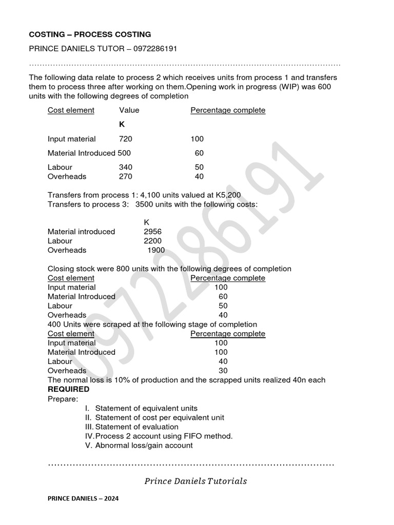 Process Costing | PDF