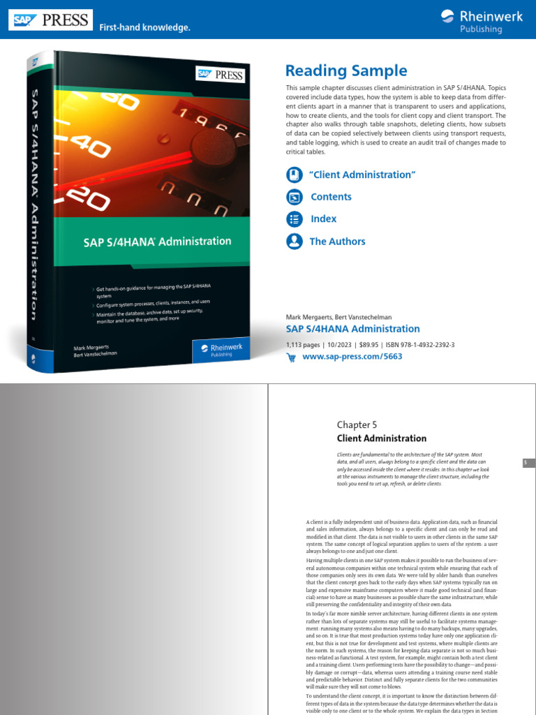 Reading Sample Sap Press Sap S4hana Administration | PDF | Databases | Information Technology