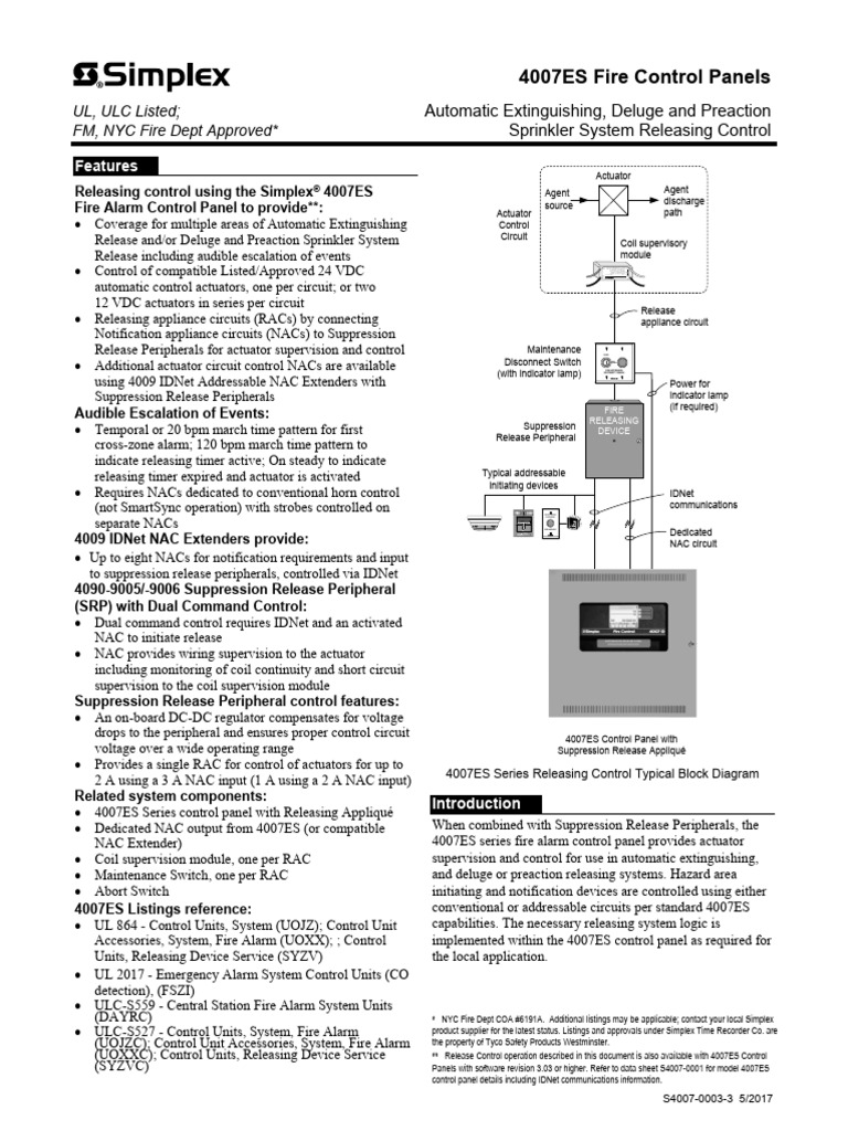 S4007-0003 - Gas Release Module | PDF | Fire Sprinkler System | Switch