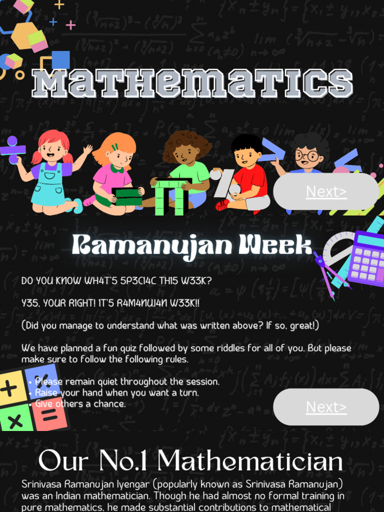 Math - Ramanujan Week | PDF | Mathematics