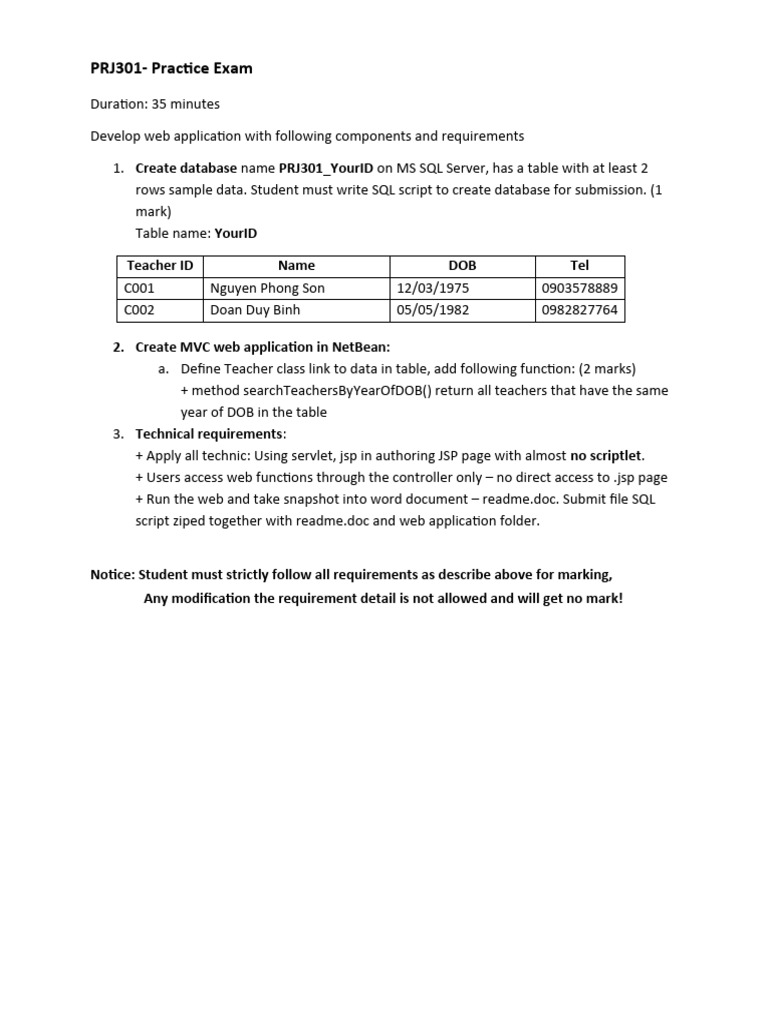 PRJ301 PracticalExam SU24 1 | PDF