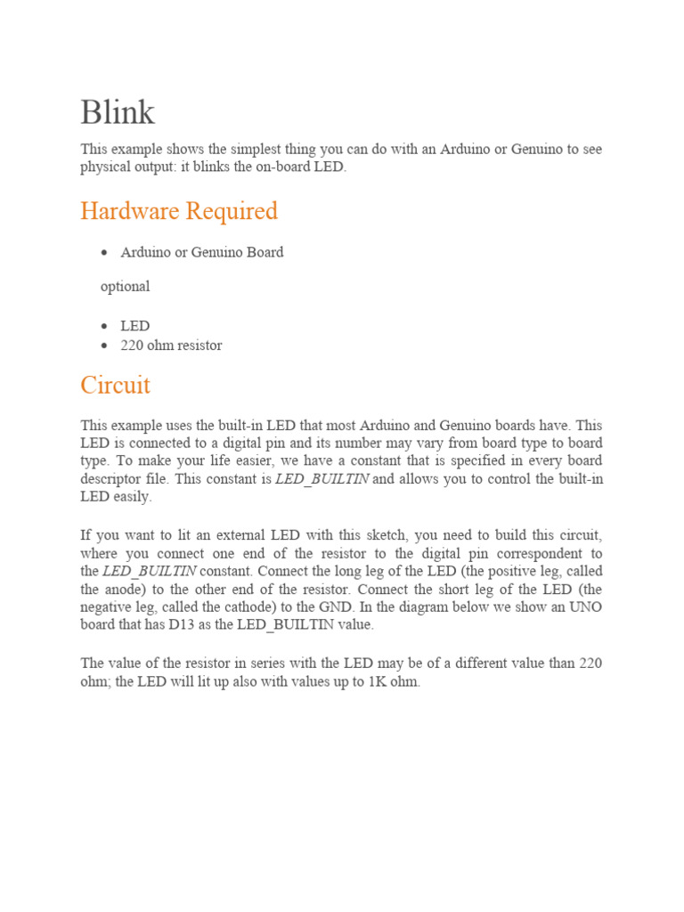 5a - Blink An LED - Digital Write | PDF | Arduino | Electrical Components