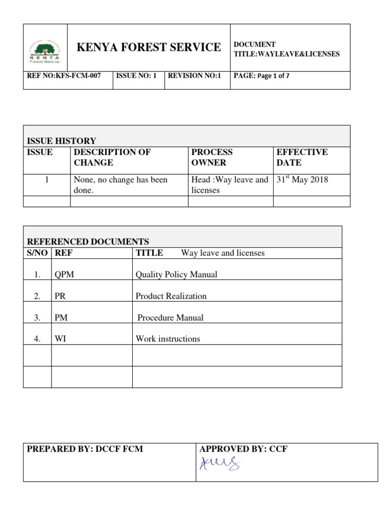 KFS FCM-007 Liceneses & Wayleave | PDF | Performance Indicator | Risk