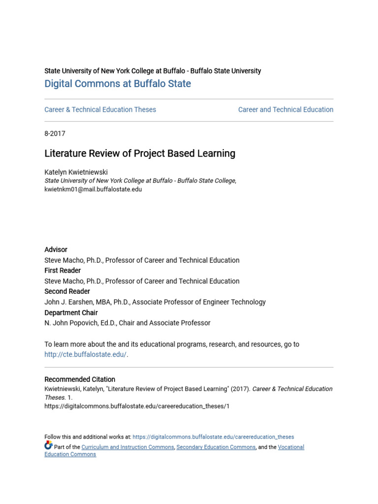 Literature Review of Project Based Learning | PDF | Constructivism ...