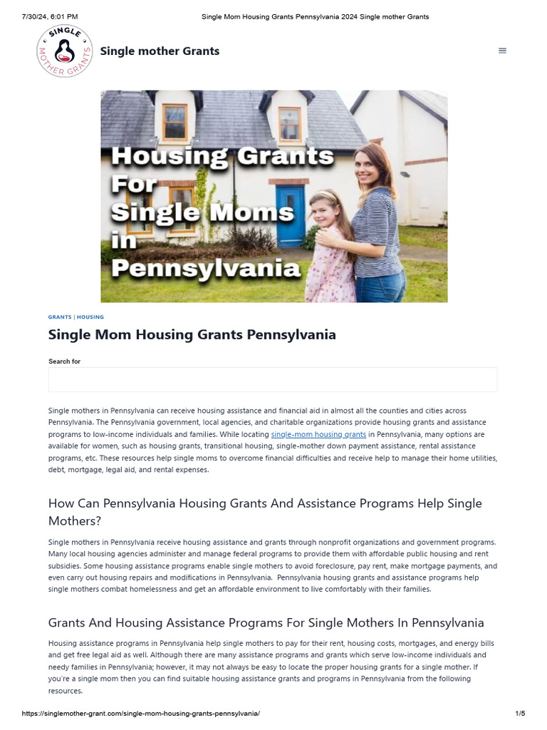 Single Mom Housing Grants Pennsylvania | PDF | Section 8 (Housing ...