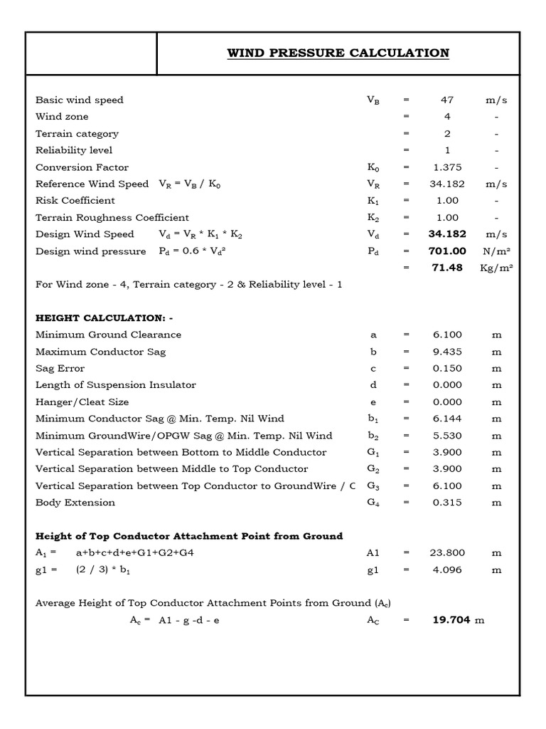 Wind Pressure and Height Calculations | PDF | Fluid Dynamics | Electricity