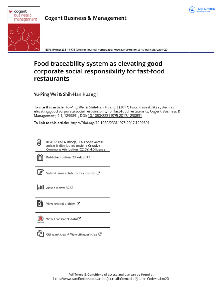 Food Traceability in Fast Food CSR | PDF | Brand | Corporate Social ...