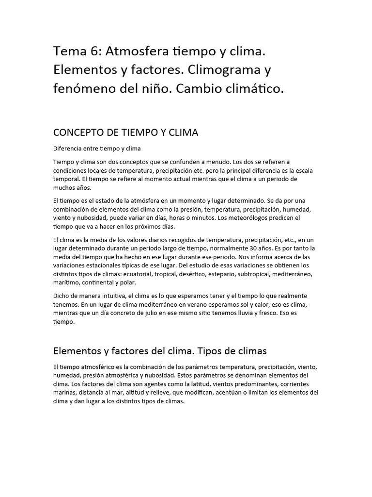 Tema 6 Atmosfera y Tiempo | PDF | Clima | Herida