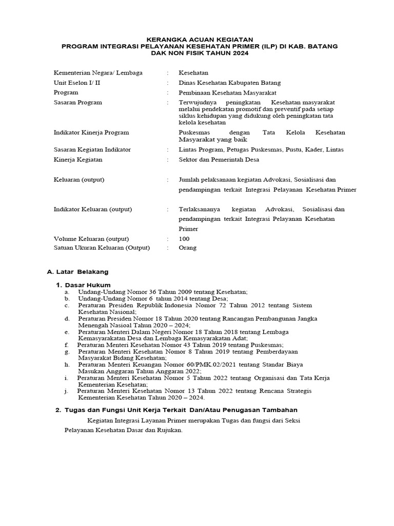 TOR ILP Revisi | PDF | Pengelolaan Keuangan & Uang
