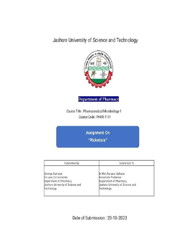 Ummya Sumaiya - Rickettsia.phar - 1111 (1) - 1 | PDF | Clinical Medicine | Medicine