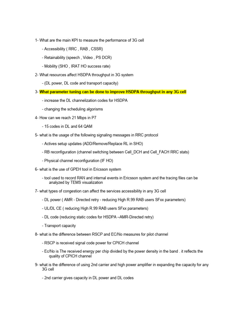 3g Interview Qs Latest Ver1 | PDF | High Speed Packet Access | Data ...