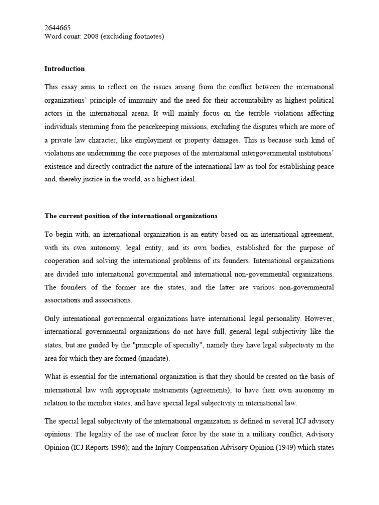 Paper Accountability of IOs - 2644665 | PDF | International Law ...