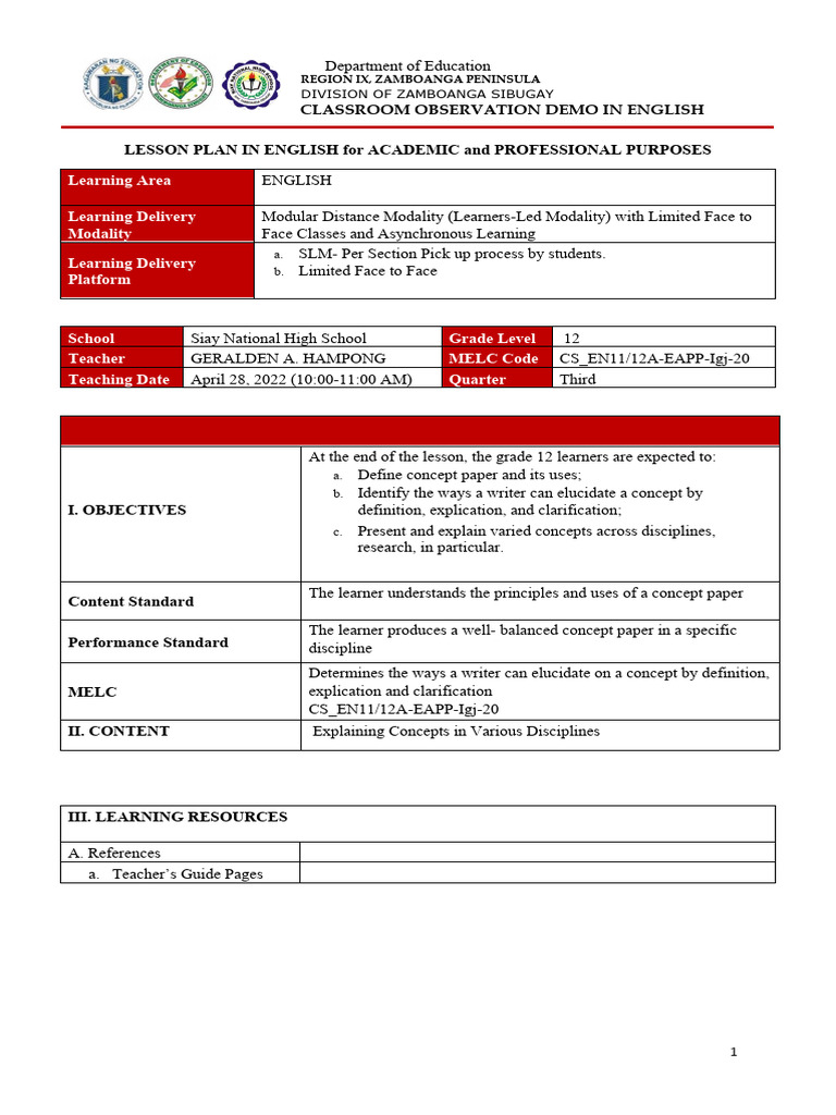 CO1 LP 2021 2022geraldenhampong | PDF | Definition | Concept