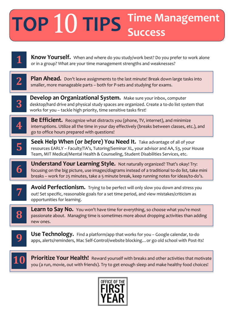 Time Managment Top 10 | PDF | Self-Improvement | Wellness