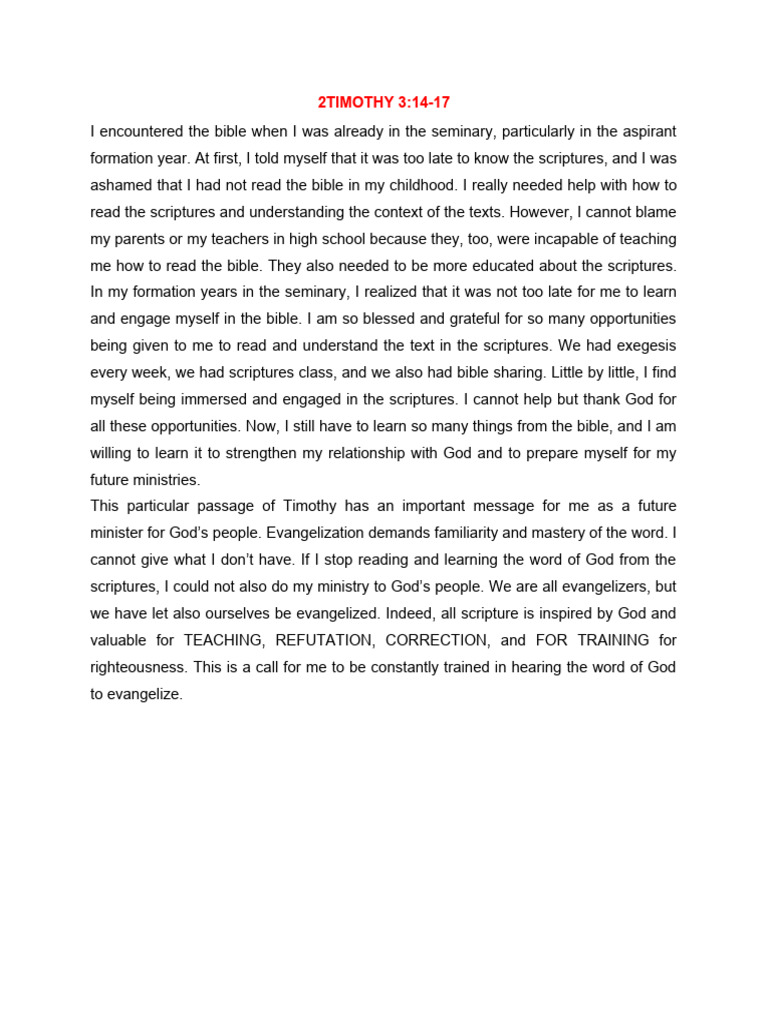 Realizations On Timothy | PDF