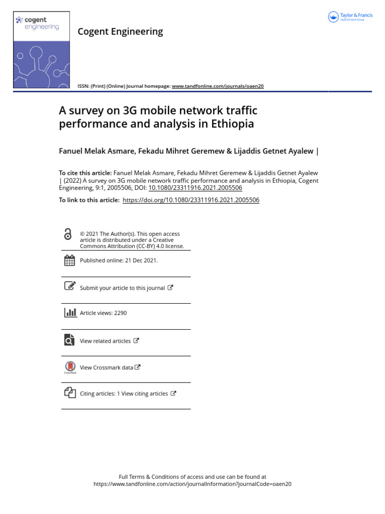 A Survey On 3G Mobile Network Traffic Performance and Analysis in Ethiopia | PDF | Computer ...