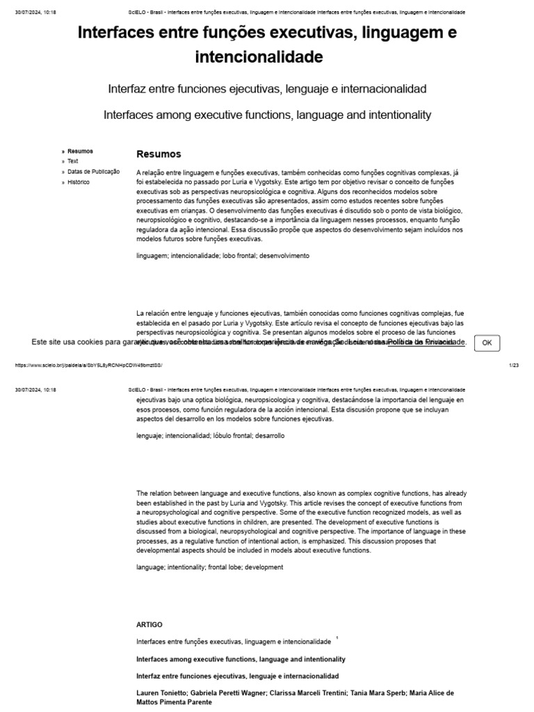 SciELO - Brasil - Interfaces Entre Funções Executivas, Linguagem e ...