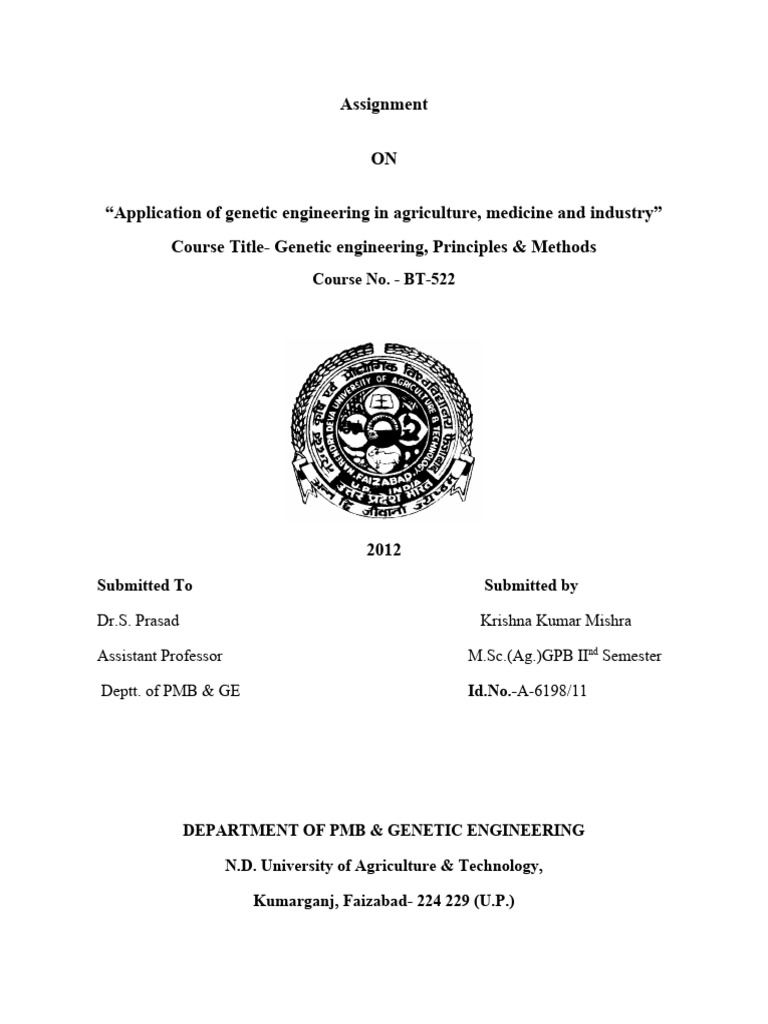Application of Genetic Engineering in Agriculture, Medicine and ...