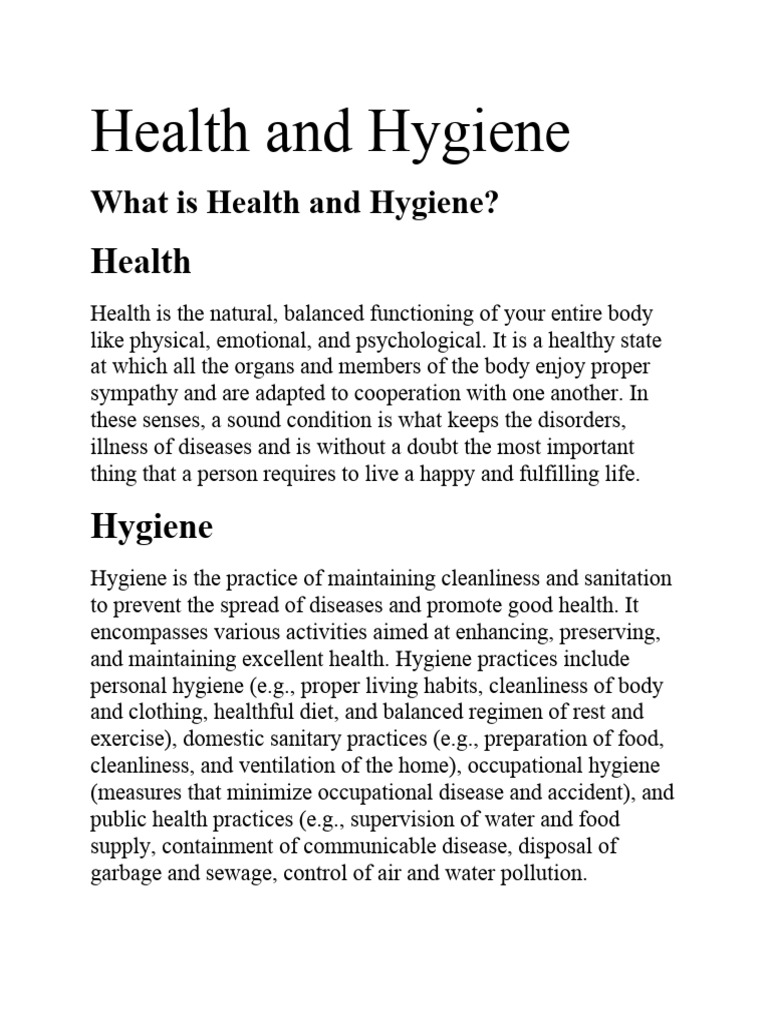 Health and Hygiene | PDF | Hygiene | Hand Washing