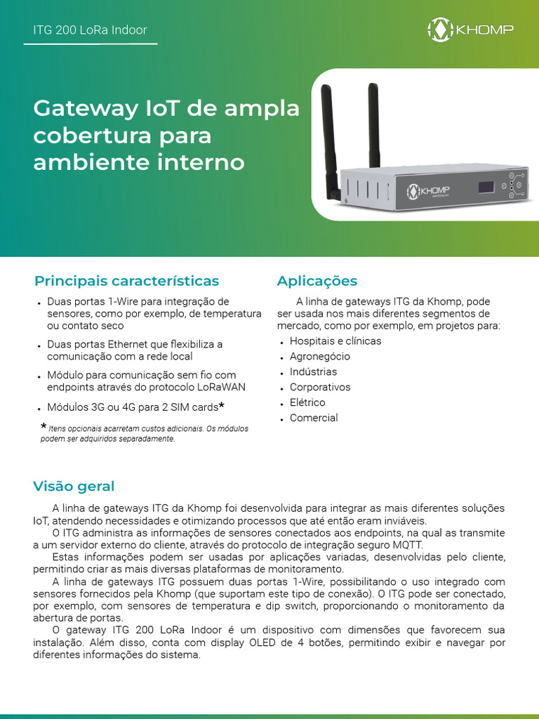 ITG 200 LoRa Indoor - PT v1-1 | PDF | Rede de computadores | LTE ...