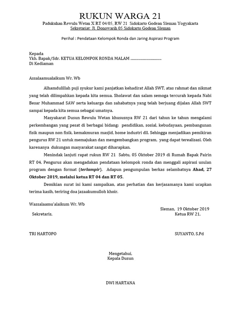 Rukun Warga 21 Program | PDF