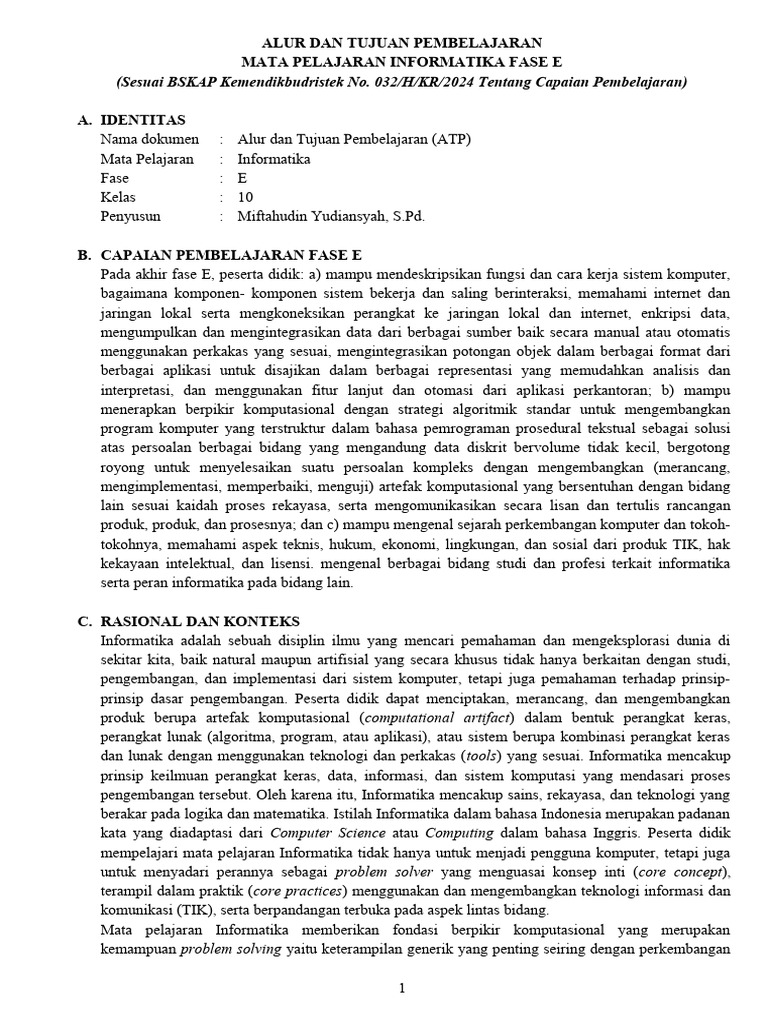 10 ATP Fase E - Informatika | PDF