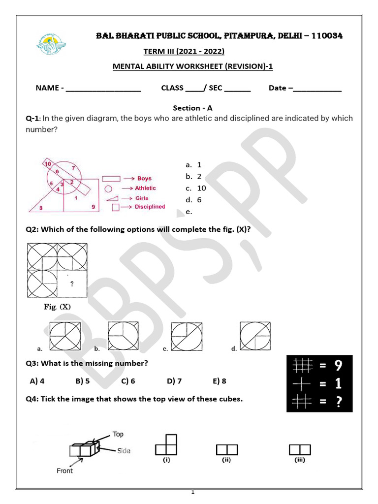 Mental Ability Worksheet - 1-G.K. (Term 3) | PDF | Phases Of Matter