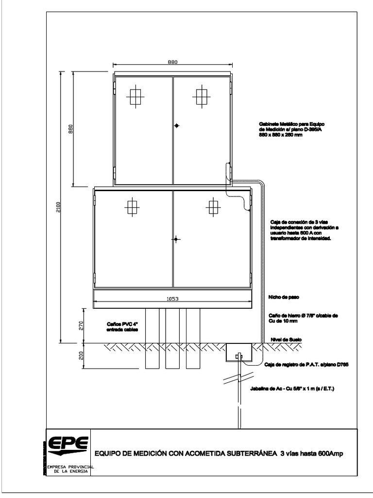 Equipo de Medición Con Acometida Subterránea 3 Vías Hasta 600amp - A4 | PDF