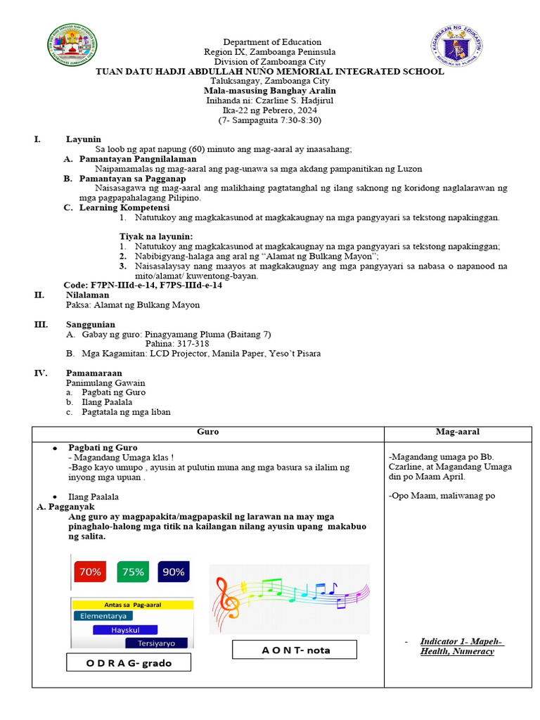 Lesson Plan G7 Fil | PDF