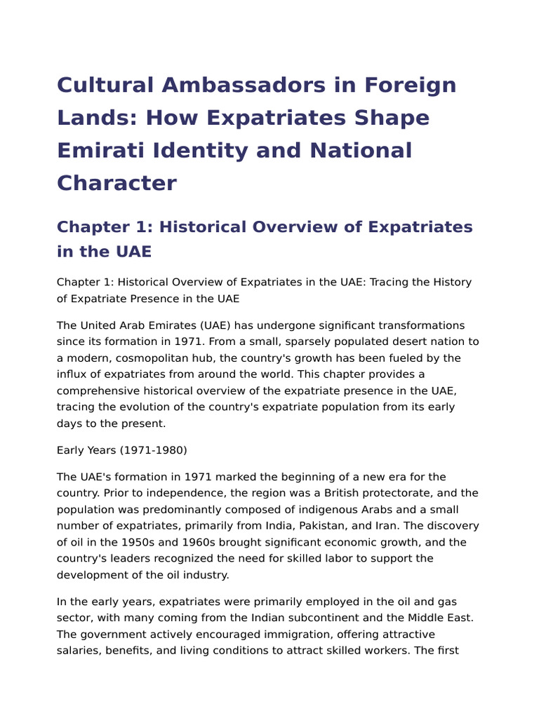 Cultural Ambassadors in Foreign Lands - How Expatriates Shape Emirati ...