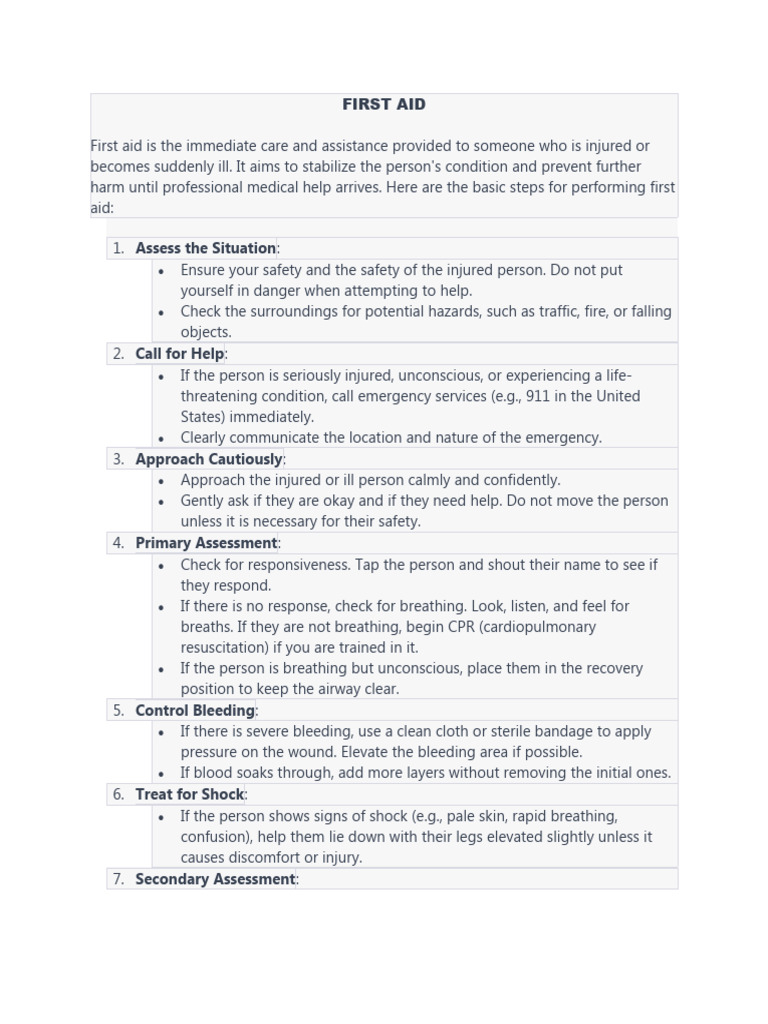 First Aid | PDF | First Aid | Safety