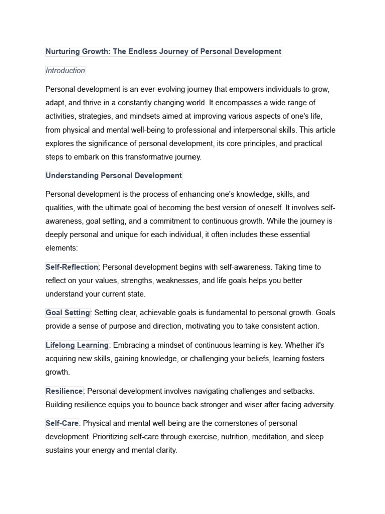 Nurturing Growth | PDF | Personal Development | Goal