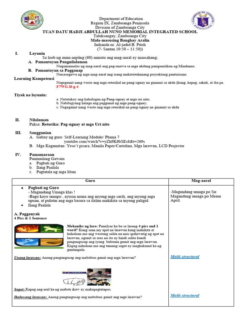 Lesson Plan Q2 G7 Fil | PDF