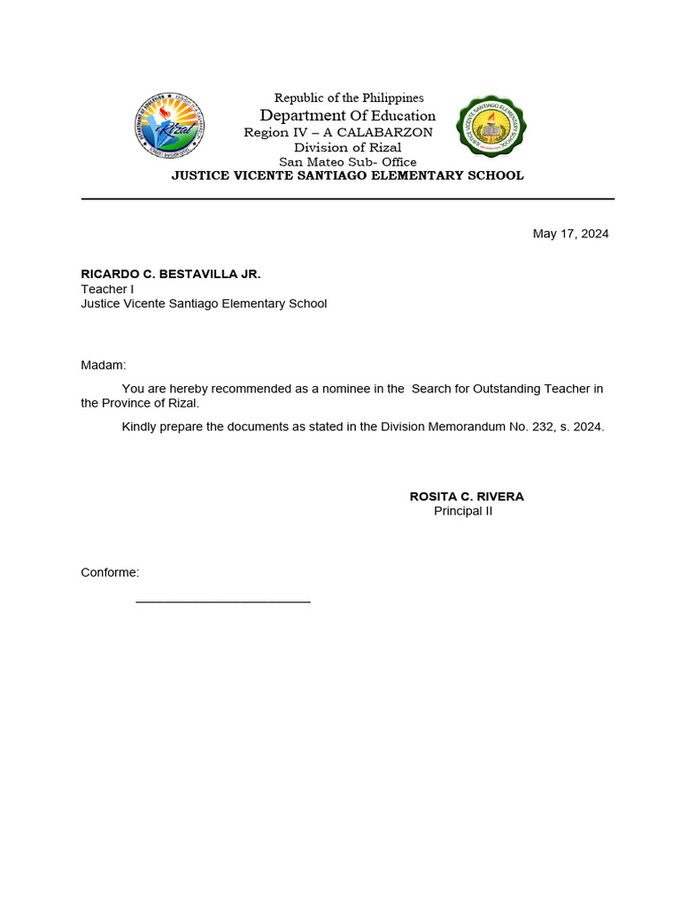 Conforme Letter | PDF