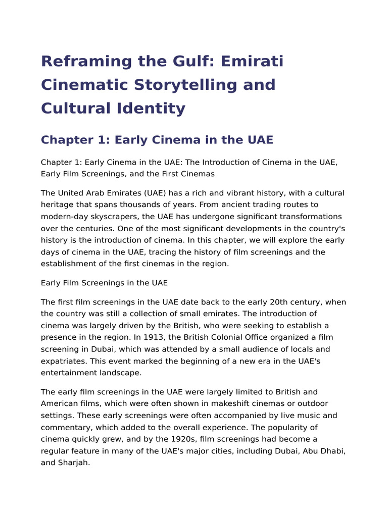 Reframing The Gulf - Emirati Cinematic Storytelling and Cultural Identity | PDF | United Arab ...