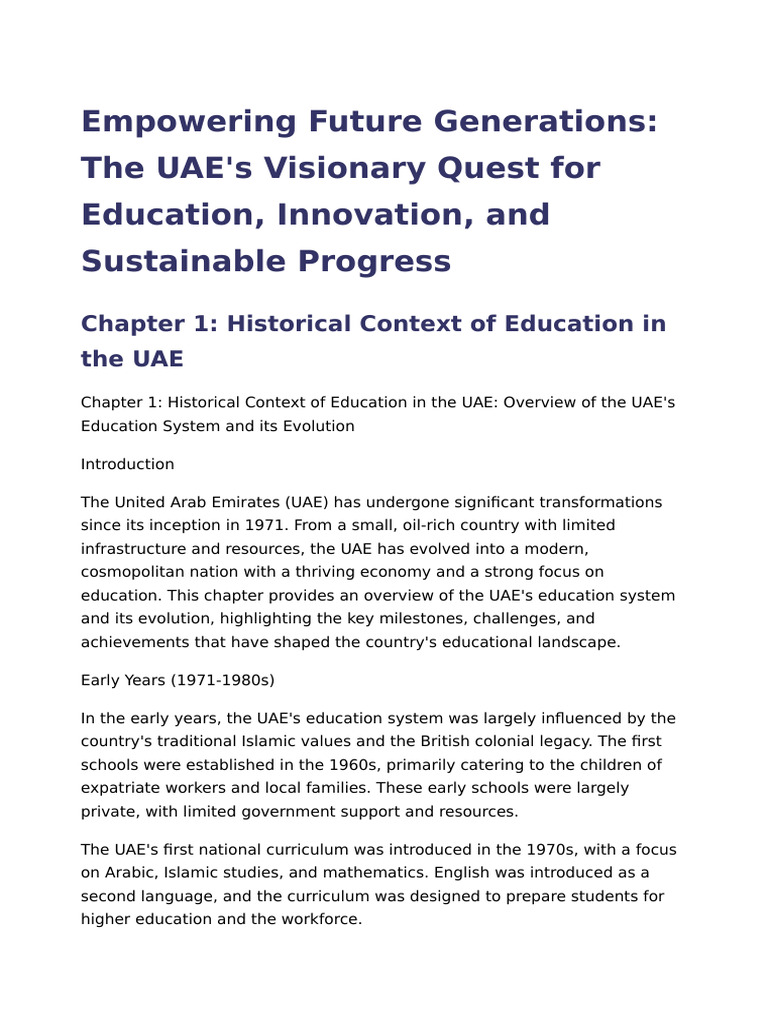 Empowering Future Generations - The UAE's Visionary Quest For Education ...