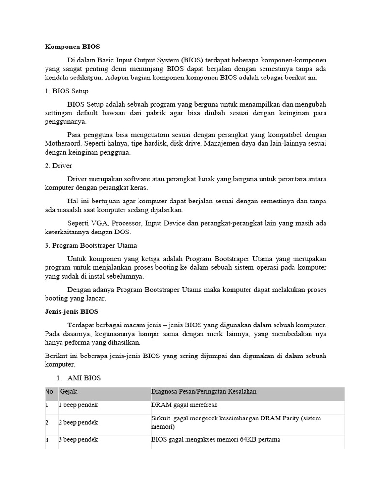 Komponen BIOS | PDF