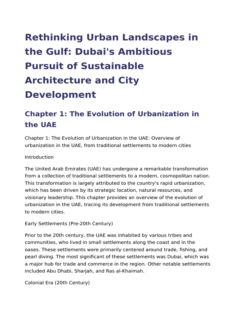 Rethinking Urban Landscapes in The Gulf - Dubai's Ambitious Pursuit of ...