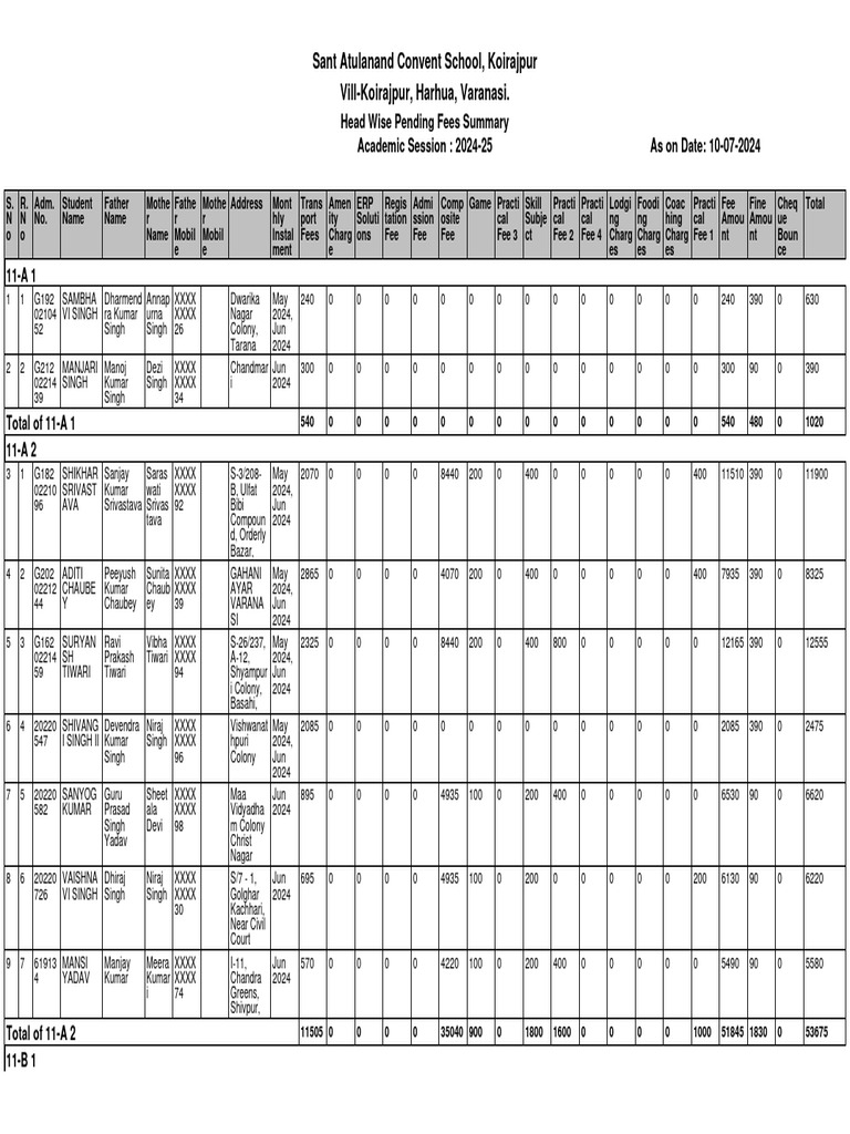 Class 11th Dues | PDF