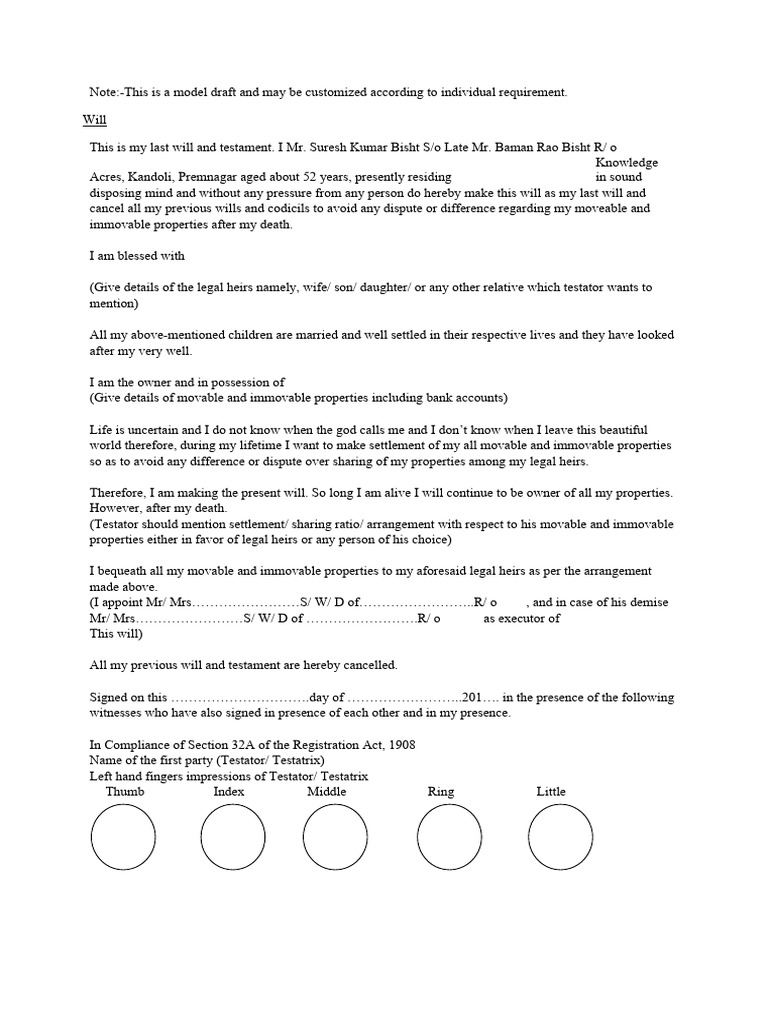 8.will Format | PDF | Will And Testament | Hand