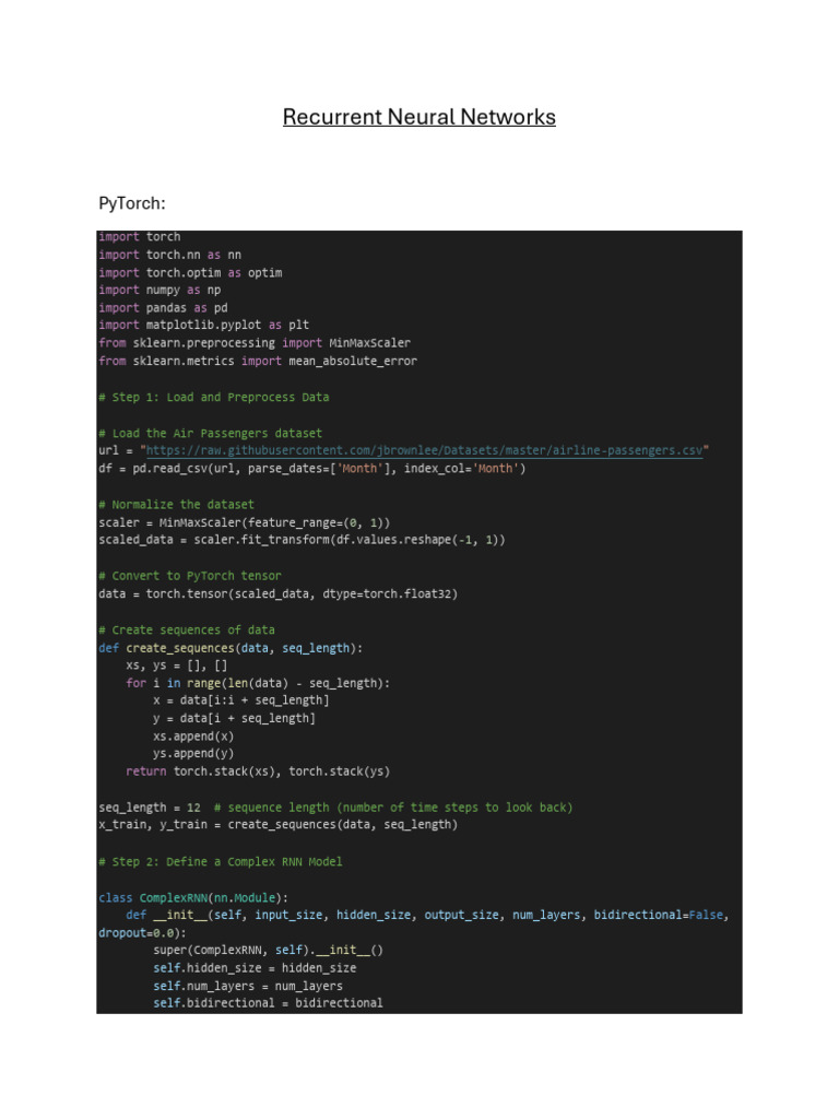 Recurrent Neural Networks: Pytorch | PDF | Algorithms | Machine Learning
