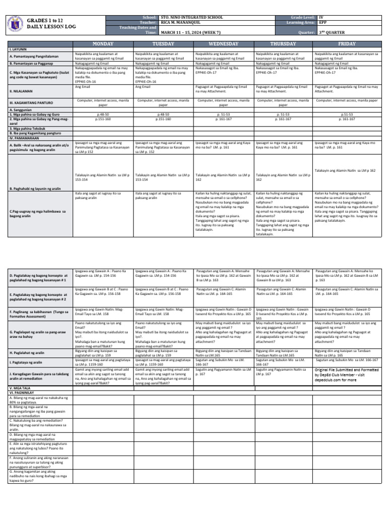 DLL - Epp 4 - Q3 - W7 | PDF