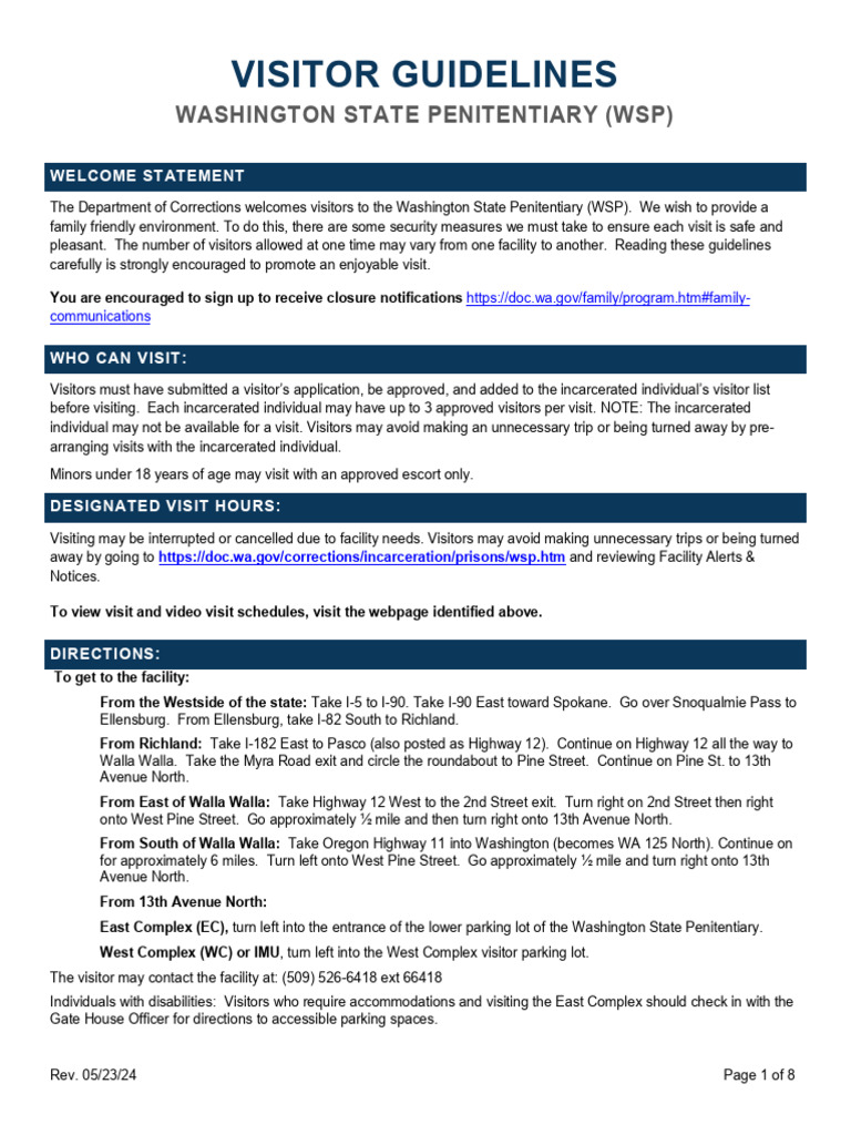 WSP Visitors Guidelines | PDF | Identity Document | Clothing