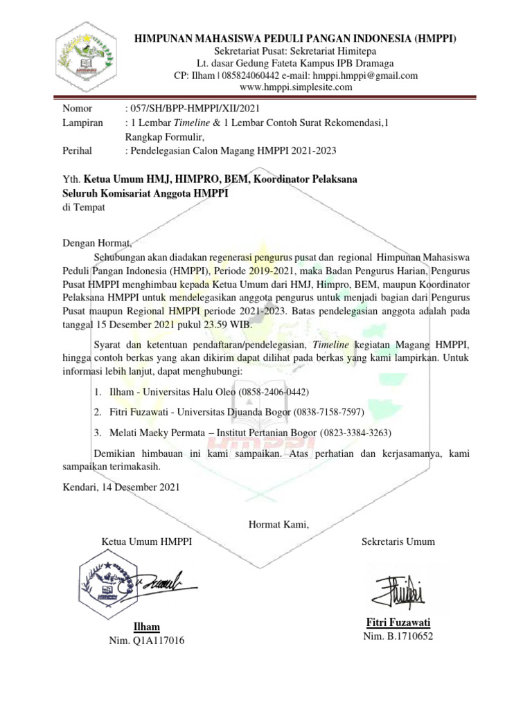 Panggilan Magang HMPPI 2021-2023 | PDF