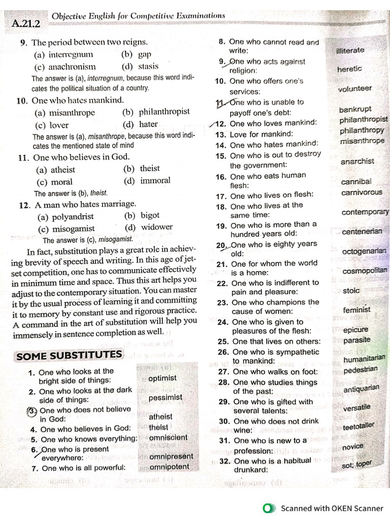 One Word Substitutes | PDF
