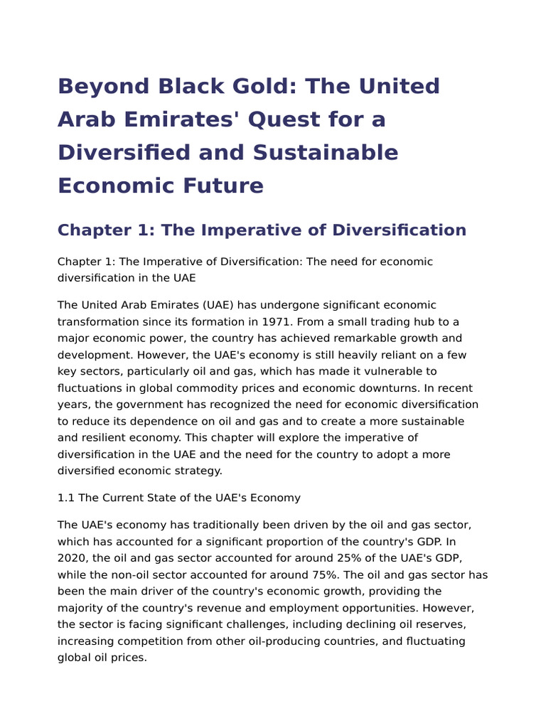 Beyond Black Gold - The United Arab Emirates' Quest For A Diversified ...